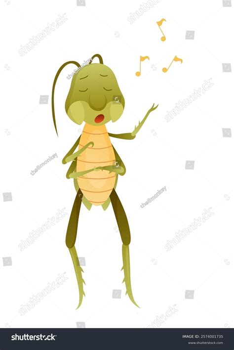 Playful Cartoon Grasshopper Character Dynamic Pose Stock Vector