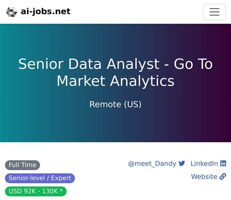 Hiring Senior Data Analyst Go To Market Analytics Remote Raimljobs