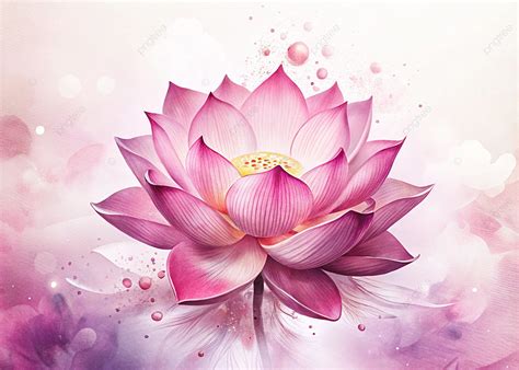 Elegant Pink Lotus Flower Art With Watercolor Design Background Lotus