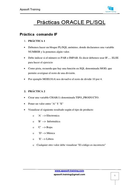 6 Prácticasif Pdf Pl Sql Software De Gestión De Datos