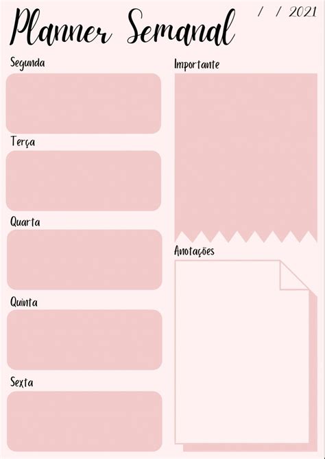 Baixe Grátis 2 Modelos De Planner Semanal 8 Opções De Cores Para