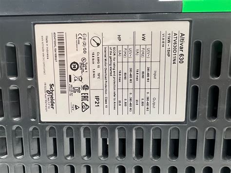 Variable Speed Drive Atv630d11n4 Schneider 380 480vac 11kw Ip21