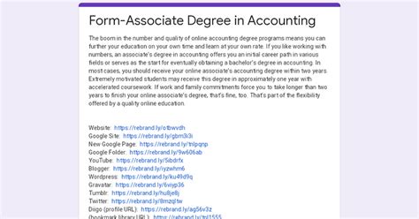 Form Associate Degree In Accounting