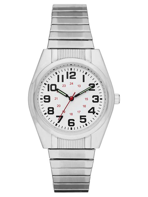 George Mens Watch Silvertone Case White Easy Read Dial 37mm Quartz