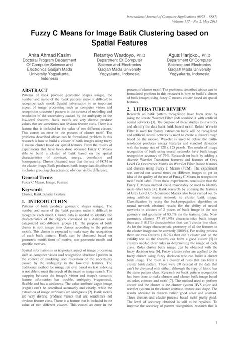 pdf fuzzy c means for image batik clustering based on spatial