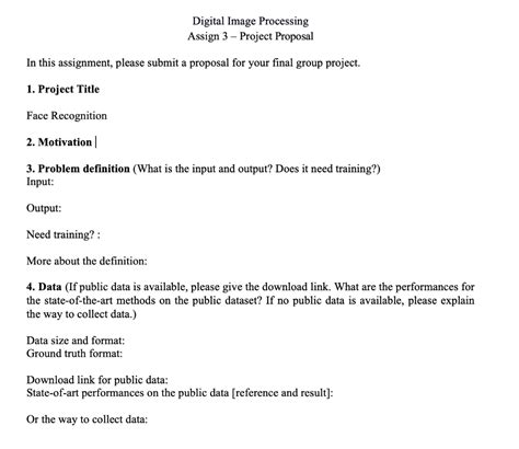 Solved Digital Image Processing Assign 3 Project Proposal