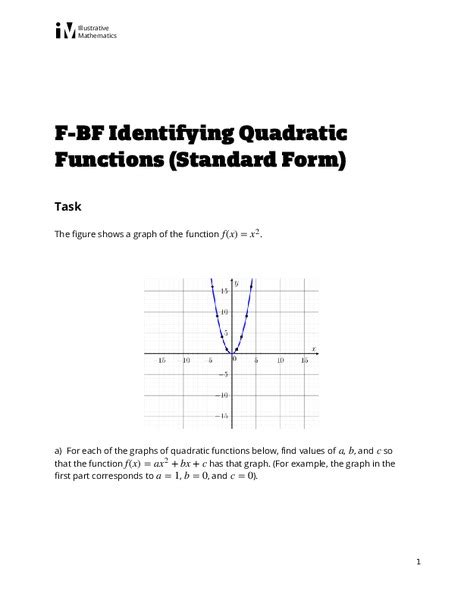 Identifying Quadratic Functions Assessment For 9th 12th Grade Lesson Planet