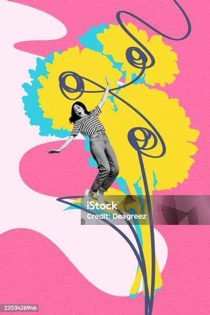 독점 이미지 수직 사진 콜라주 충격을 받은 소녀 스탠드 카모마일 꽃잎 꽃잎 꽃잎 추상 회화 봄 행진 휴일 20 24세에 대한 스톡 사진 및 기타 이미지 Istock