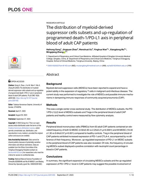 Pdf The Distribution Of Myeloid Derived Suppressor Cells Subsets And Up Regulation Of