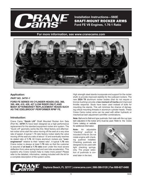 Shaft Mount Rocker Arms For Ford Fe V8 Engines Crane Cams