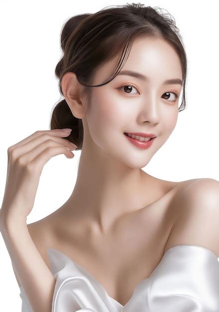 A Beautiful Woman In White Dress Posing For The Camera Premium Ai Generated Image