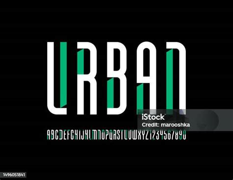 가장 긴 글꼴 높은 알파벳 잘린 문자 및 숫자 제작 내부 각진 세리프 베벨 유형 디자인 벡터 일러스트레이션 10eps 기울어진에