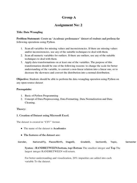 Group A Assignment No2 Writeup Pdf Outlier Mean