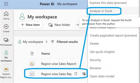 Power Bi How To Analyze Datasets In Excel From Power Bi Service Sql Circuit