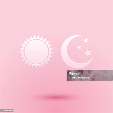 종이 는 분홍색 배경에 고립 된 태양과 달 아이콘을 잘라 낮과 밤 날씨 종이 아트 스타일 벡터 밤 하루 시간대에 대한 스톡 벡터 아트 및 기타 이미지 Istock