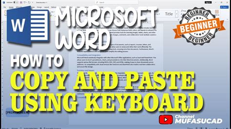 How To Copy And Paste In Microsoft Word Using Keyboard Youtube