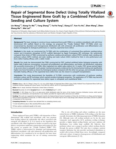 Pdf Repair Of Segmental Bone Defect Using Totally Vitalized Tissue Engineered Bone Graft By A