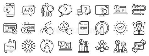 Ux Line Icons Set Of Ab Testing Journey Path Map And Question Mark Linear Icons Vector Stock