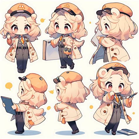 Premium Photo Character Of Female Chibi Kawaii Police Detective