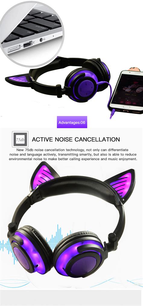 Cute Glowing Cat Ear Wireless Headphones High Quality Cute Glowing Cat Ear Wireless Headphones