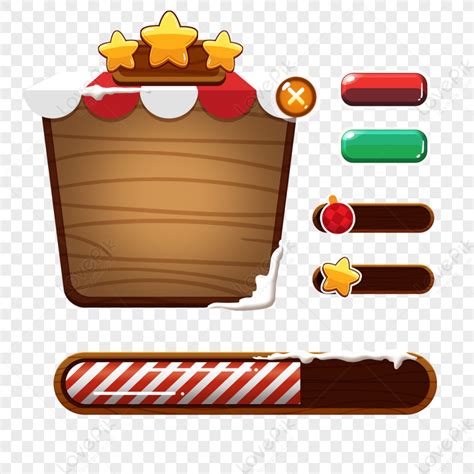 갈색 나무 그래픽 크리스마스 장식 게임 테마 게임 Ui 버튼 일러스트 줄무늬 일러스트 장식 일러스트 Png 일러스트 무료 다운로드 Lovepik