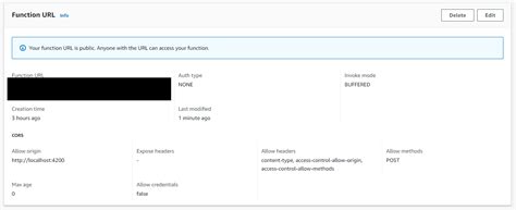 Amazon Web Services AWS Lambda Function CORS Allow Origin Is