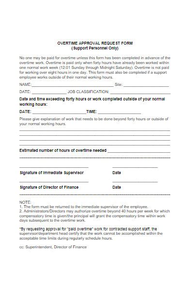 Free 50 Overtime Request Forms Download How To Create Guide Tips