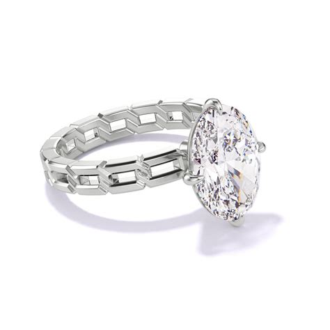 Platinum Oval Engagement Ring Compass 4 Prong 16 Link Setting