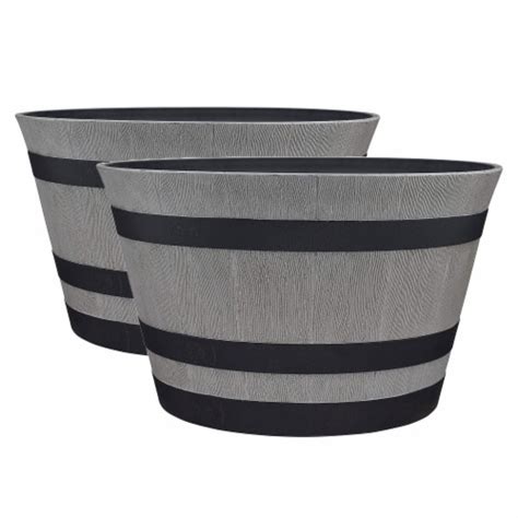 Southern Patio Hdr 055457 Resin Whiskey Barrel Garden Planter Pot Gray