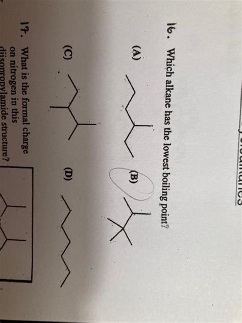 Solved Uumutics 16 Which Alkane Has The Lowest Boiling