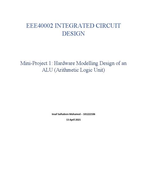 Miniproject1 Pdf Vhdl Field Programmable Gate Array