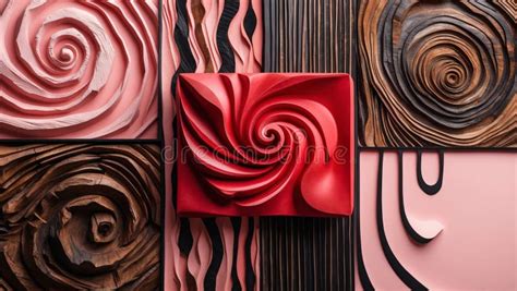 Collection Of Abstract Three Dimensional Art Pieces With Intricate Swirling Patterns And