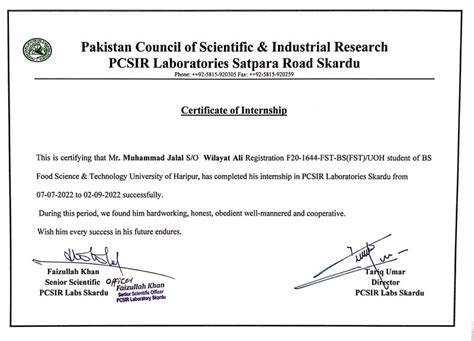 Jalal Chohan On Linkedin Certificate Of Internship Pakistan Council Of