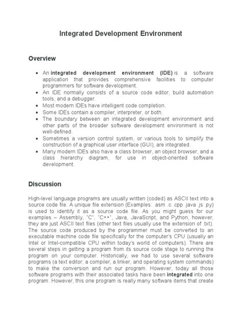 Integrated Development Environment Pdf Integrated Development