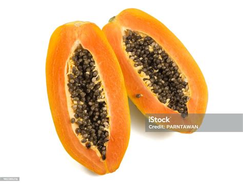 건강 한 개념입니다 익은 파파야 달콤한 파파야 과일 클리핑 경로 보기 상위 흰색 배경에 고립 0명에 대한 스톡 사진 및 기타 이미지 Istock