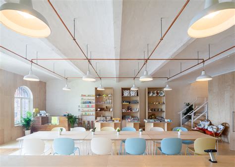 coastal cafe by haptic features cabin shaped plywood volumes