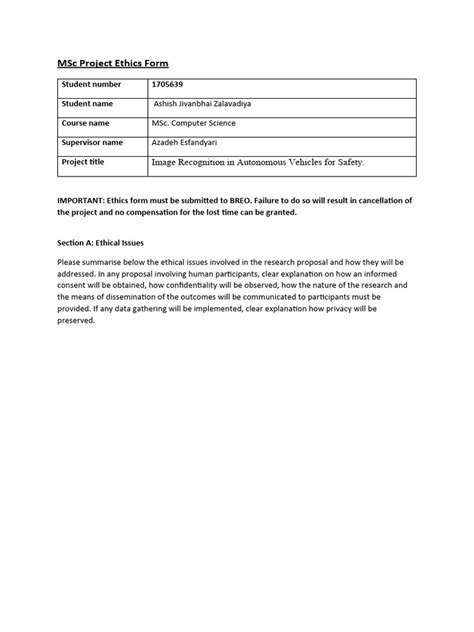 Ethics Form 2023 24 Download Free Pdf Informed Consent