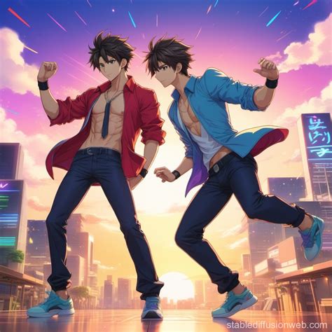 Two Men Twerking In Unique Scenario Stable Diffusion Online