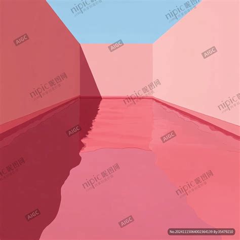 Ai创作图简约秀场 粉色的超现实极简景观 粉红色水池 粉红色的游泳池 粉红色的3d风景 粉色地面 超现实的游泳池 色块空间 红粉墙 撞色场景 撞色空间 几何泳池 粉色水的奇幻超现实景观 粉色的