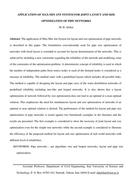 Pdf Application Of A Maxmin Ant System To Joint Layout And Size
