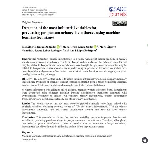 Detection Of The Most Influential Variables For Preventing Postpartum Urinary Incontinence Using