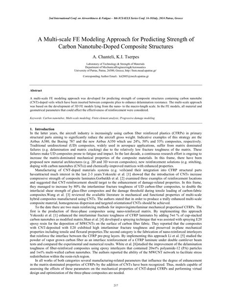 Pdf A Multi Scale Fe Modeling Approach For Predicting Strength Of Carbon Nanotube Doped