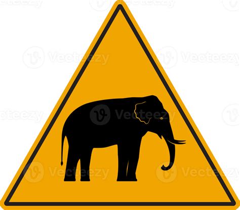 Triangle Elephant Warning Traffic Sign Illustration 78107833 Png