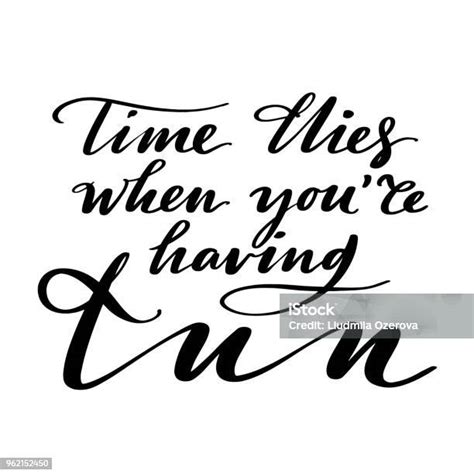 시간 파리 때 재미는 단어 손 그려진 창조적인 서 예 및 브러쉬 펜 레터링 연하장 지문 T셔츠 및 초대장 디자인 검은색에 대한 스톡 벡터 아트 및 기타 이미지 Istock