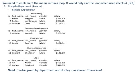 Solved Data Source Employee Data Csv No Hard Coding Chegg Com