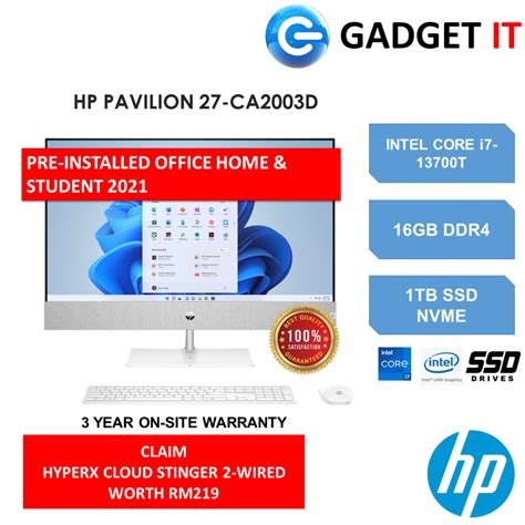 Hp Pavilion Ca D Aio Pc I T Gb Tb Ssd Fhd Touch Uhd Graphics Win Pre