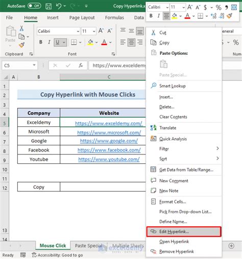 How To Copy Hyperlink In Excel 4 Easy Methods Exceldemy