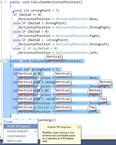 coderush screenshot of the week rotate 90 degrees