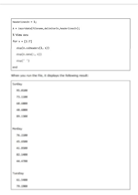 Solution Importing Data In Matlab Studypool