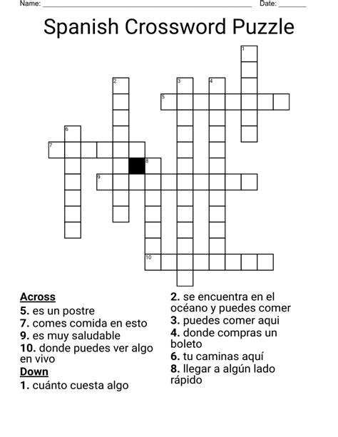 Spanish Crossword Puzzles Printable Jace Printable
